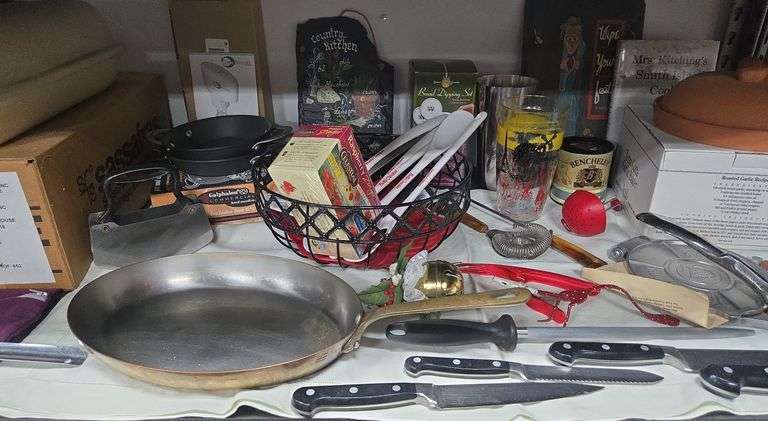 Lot of Vintage Kitchen Items, Knives, Utensils, Cook Pots Etc. - Dixon ...