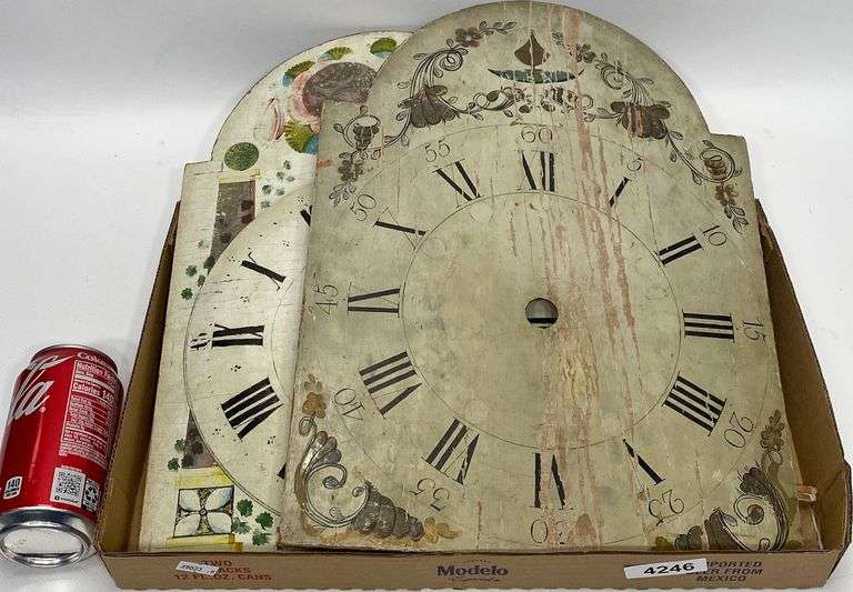 2 Antique Painted Wood Tall Case Clock Dials - Dixon's Auction at Crumpton