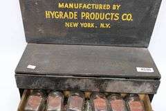 Vintage Hygrade Products Display Cabinet with Parts Jars - Dixon's Auction at Crumpton