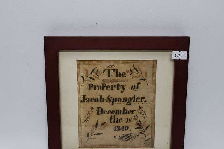 Antique Property of Jacob Spangler Book Plate - Dixon's Auction at Crumpton