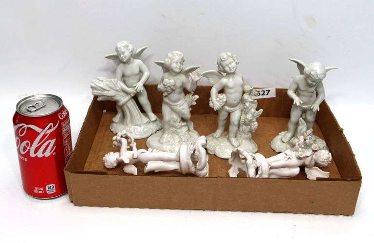 6 Porcelain Figurines of Cherubs Including Dresden & Giuseppe Chiurato ...