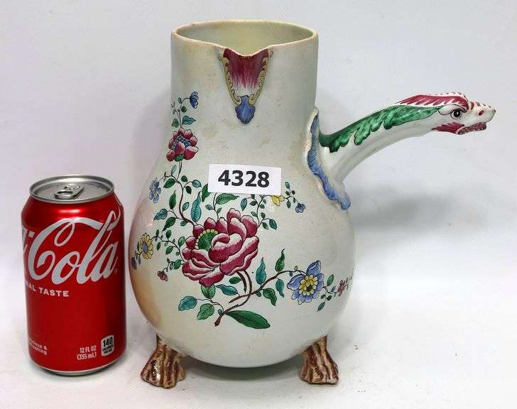 Antique Faience Pottery Pitcher-Signed-Restoration - Dixon's Auction at ...
