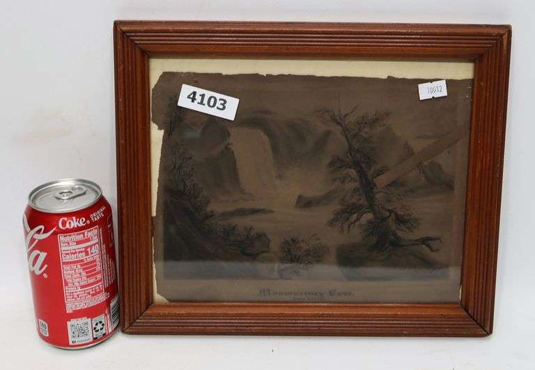 Antique Folk Art Charcoal Drawing of Canadian Scene - Dixon's Auction ...