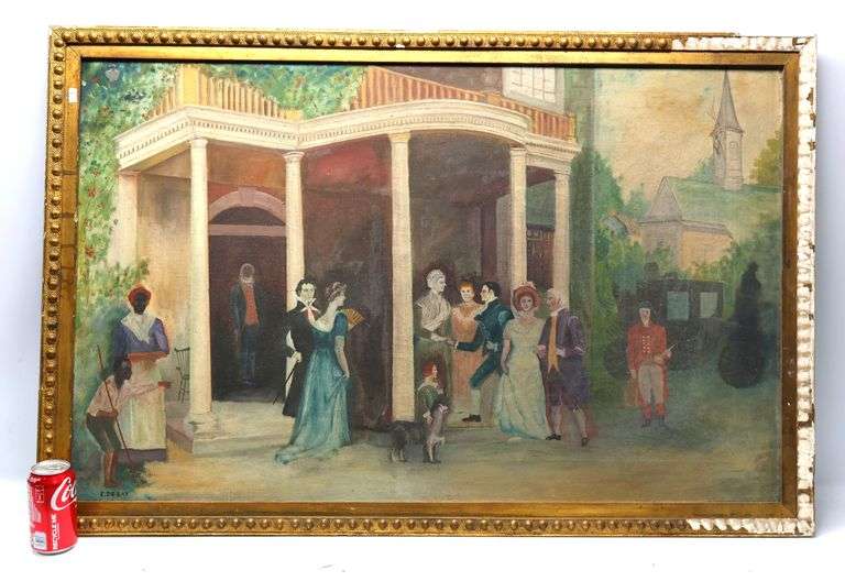 Vintage Colonial Plantation Oil Painting, Frame As-Is - Dixon's Auction ...