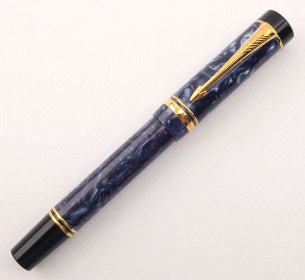 Blue Marble Parker Duofold Fountain Pen with 18k Nib - Dixon's Auction ...