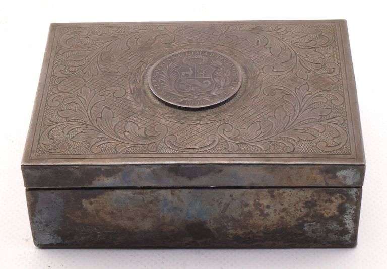 Kohler Peruvian Sterling Silver Engraved Cigarette Box with Wood Liner ...