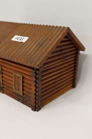 Mcgraw Box Co. Vintage Log Cabin Box, Missing Chimney - Dixon's Auction ...