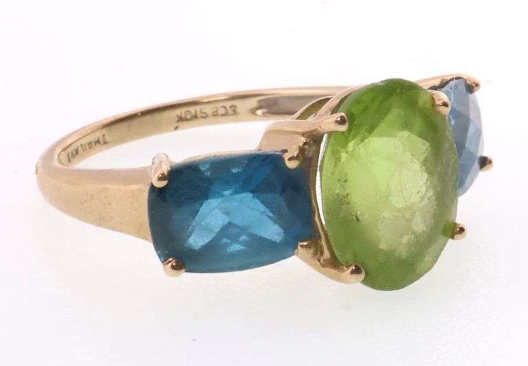10k Gold Peridot & Blue Topaz Ring 4.2g (Scratches on Stones) - Dixon's ...