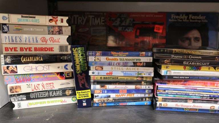 Lot of DVD, VHS Movies & Vintage Records - Dixon's Auction at Crumpton