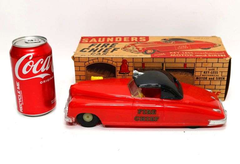 Vintage Saunders Fire Chief Car Toy with Box - Dixon's Auction at Crumpton