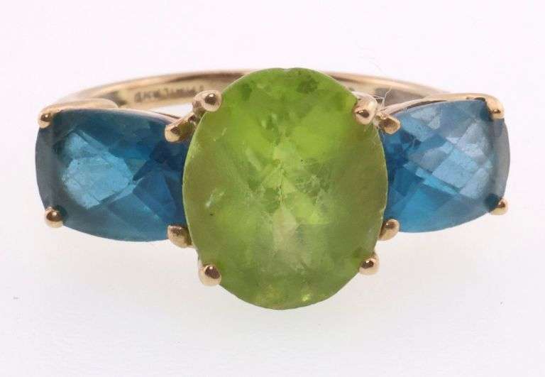 10k Gold Peridot & Blue Topaz Ring 4.2g (Scratches on Stones) - Dixon's ...