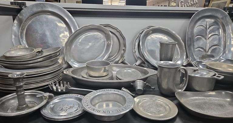 Collection of Colonial Pewter Style Dishes, Platters Etc. - Dixon's ...