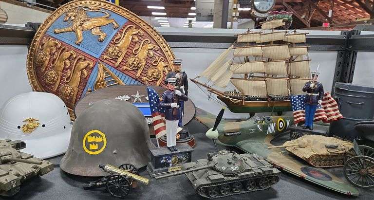Lot Military Tank Models, Helmet & Hat, Ship Model Etc. - Dixon's ...