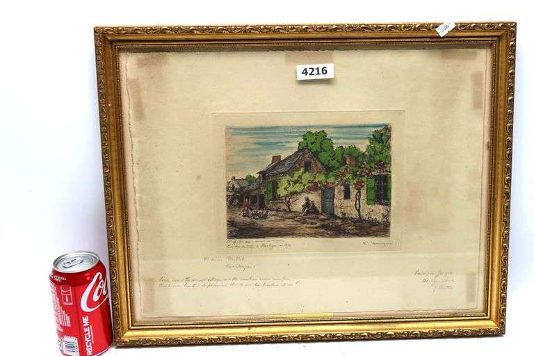Frederic Jacque Artist Signed Etching - Dixon's Auction at Crumpton