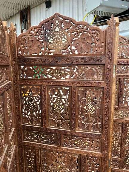 MCM Ethnographic Inlaid and Carved Teak Dressing Screen - Dixon's ...