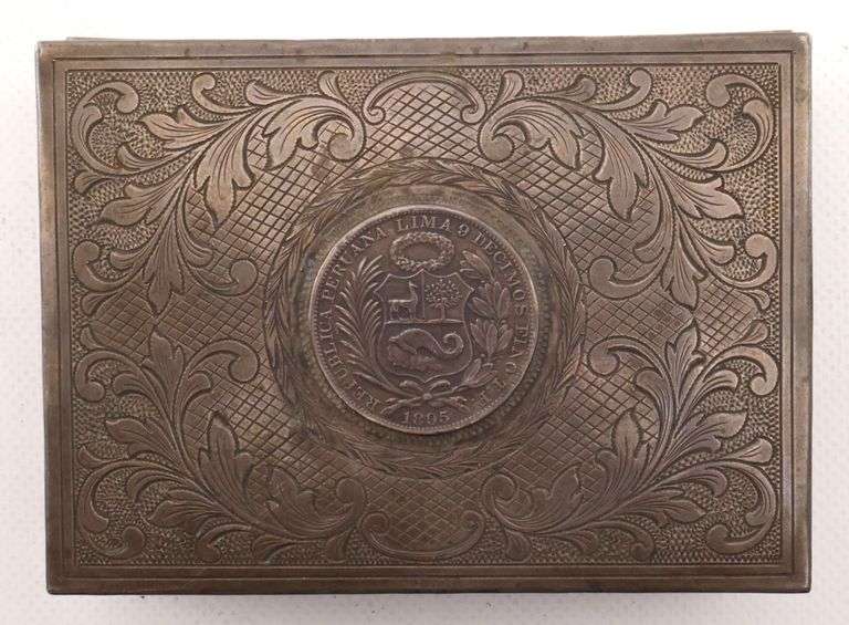 Kohler Peruvian Sterling Silver Engraved Cigarette Box with Wood Liner ...