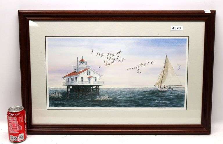 Grover Cantwell Jr. Artist Signed Lighthouse Print - Dixon's Auction at ...