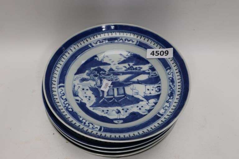 6 Antique Chinese Export Canton Plates - Dixon's Auction at Crumpton