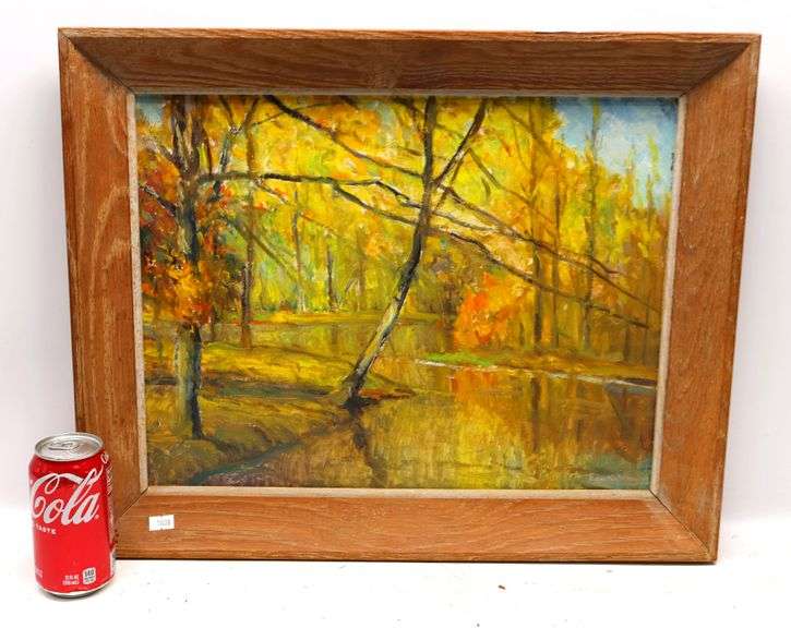 Vintage Autumn Landscape Painting, Signed Lower Right - Dixon's Auction ...