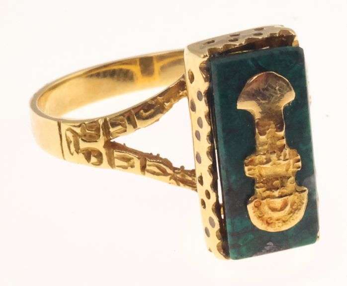 18k Gold Stone Mayan/Aztec Figure Ring 5.0g - Dixon's Auction at Crumpton
