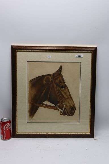 Vintage Pastel Equestrian Portrait of 1942 Preakness Winner "Alsab ...