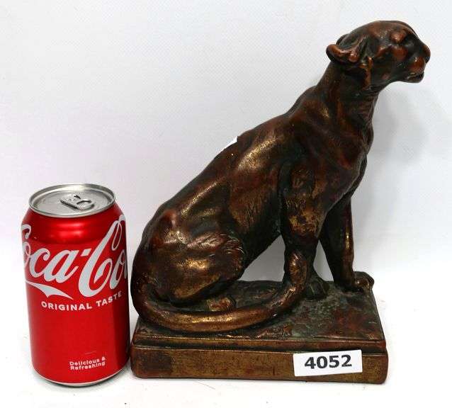 Antique Bronze Clad Big Cat Sculpture - Dixon's Auction at Crumpton