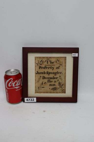 Antique Property of Jacob Spangler Book Plate - Dixon's Auction at Crumpton