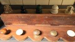 Lot Antique Doorknob & Glass Insulator Coat Rack, Stoneware Crock ...