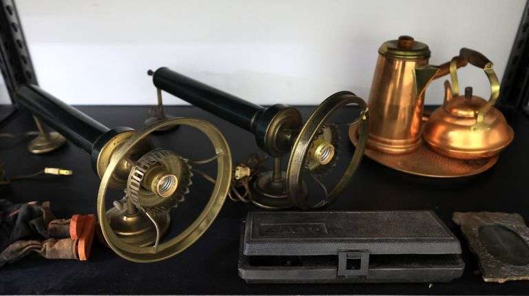 Lot Vintage Wall Sconces, Marionette Puppet, Copper Kettle, Horse ...