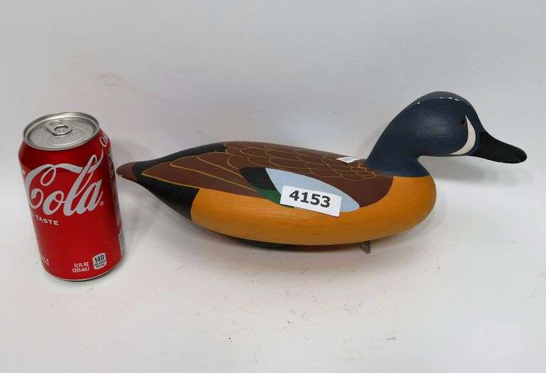 Blue Winged Teal Duck Working Decoy-Signed - Dixon's Auction at Crumpton