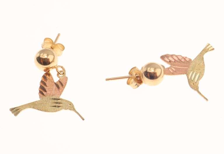 14k & 10k Gold Hummingbird Post Earrings 0.9g - Dixon's Auction at Crumpton