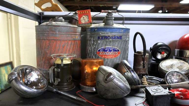 Lot Old Car Spotlights, Kerosene Cans, Police Light Etc. - Dixon's ...