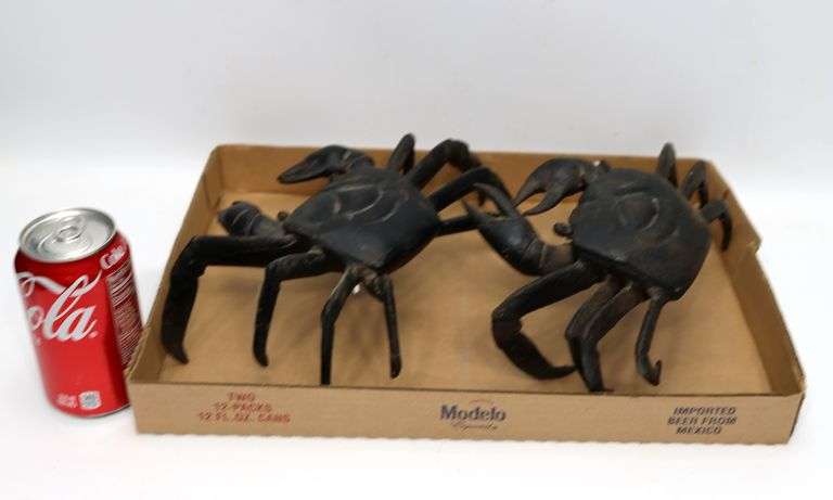 2 Vintage Cast Iron Crab Sculptures - Dixon's Auction at Crumpton