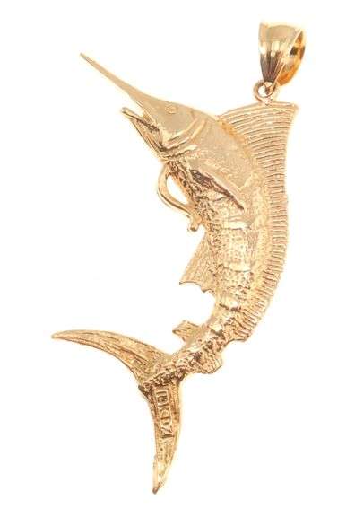 14k Gold Marlin Fish Pendant 8.2g - Dixon's Auction at Crumpton