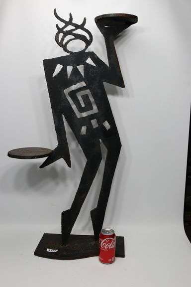 Vintage Post Modernist Wrought Iron Man Plant Stand-Signed - Dixon's ...