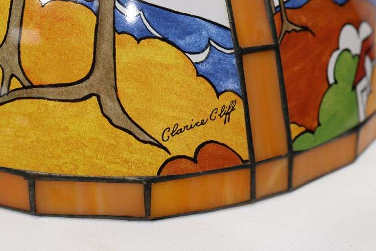 Clarice Cliff Style Leaded Glass Lamp Shade - Dixon's Auction at Crumpton