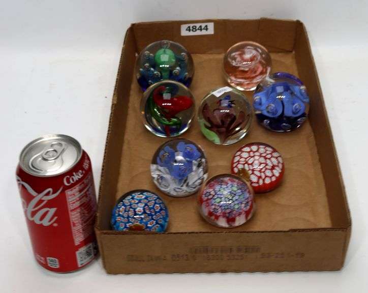(9) Art Glass Paperweights - Dixon's Auction at Crumpton