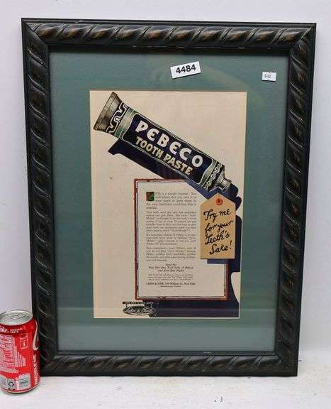 Vintage Pebeco Toothpaste Advertising Sign - Dixon's Auction at Crumpton
