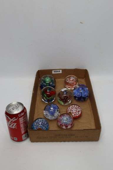 (9) Art Glass Paperweights - Dixon's Auction at Crumpton