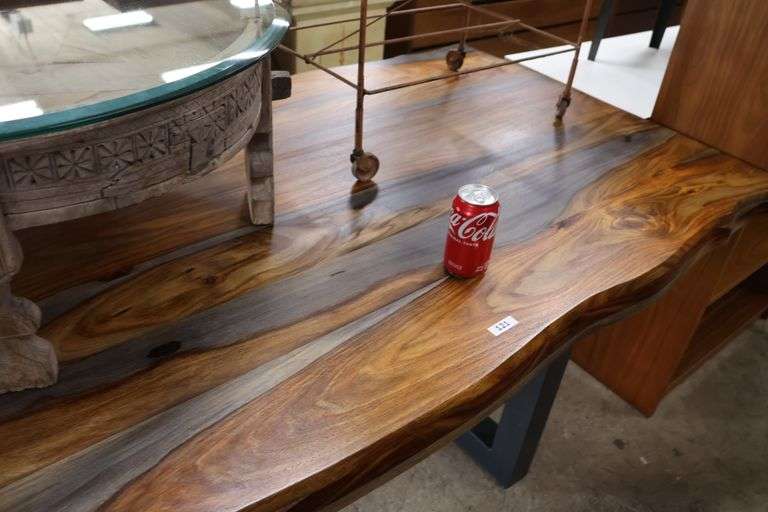 Modern MCM Style Slab Top Dining Table - Dixon's Auction at Crumpton