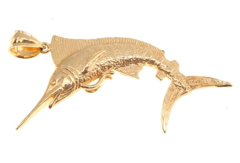 14k Gold Marlin Fish Pendant 8.2g - Dixon's Auction at Crumpton