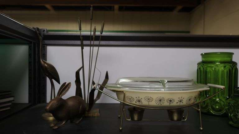 Vintage Green Canister Jars, Brass Rabbit, Bird & Cattails, Pyrex ...