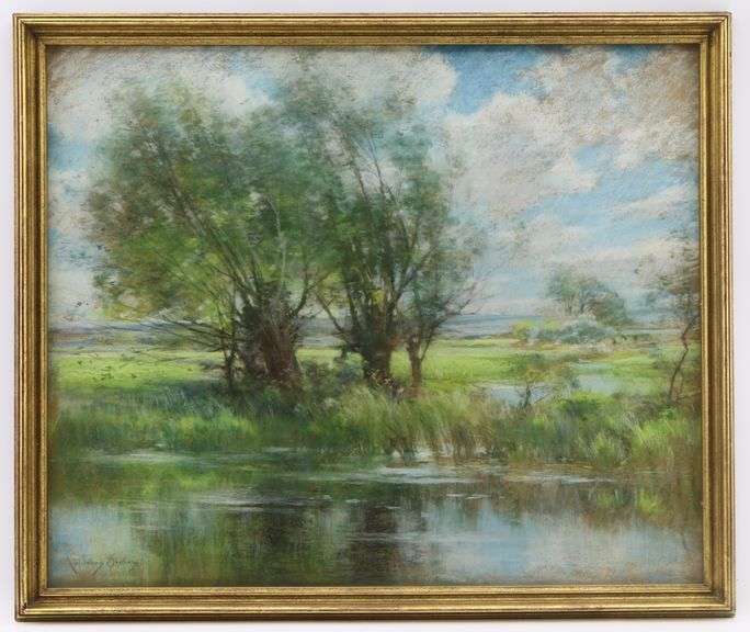 John Appleton Brown (Mass. 1844-1902) Impressionist Pastel Landscape ...