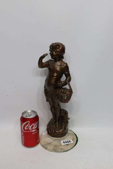 French Bronze Spelter Sculpture of Girl - Dixon's Auction at Crumpton