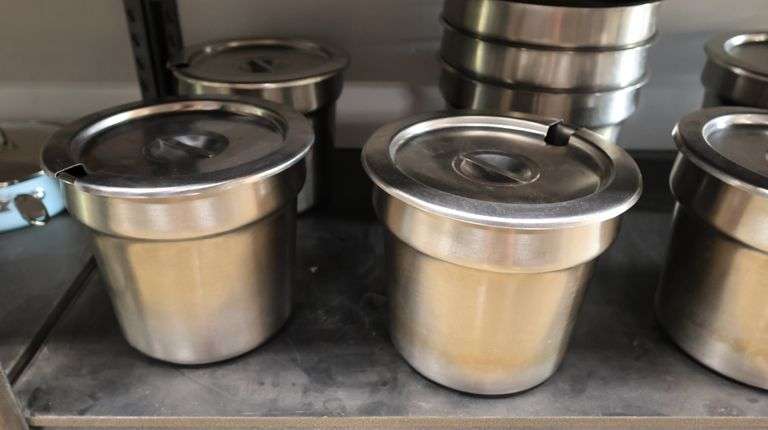 Lot (9) Stainless Steel Restaurant Food Serving Containers - Dixon's ...