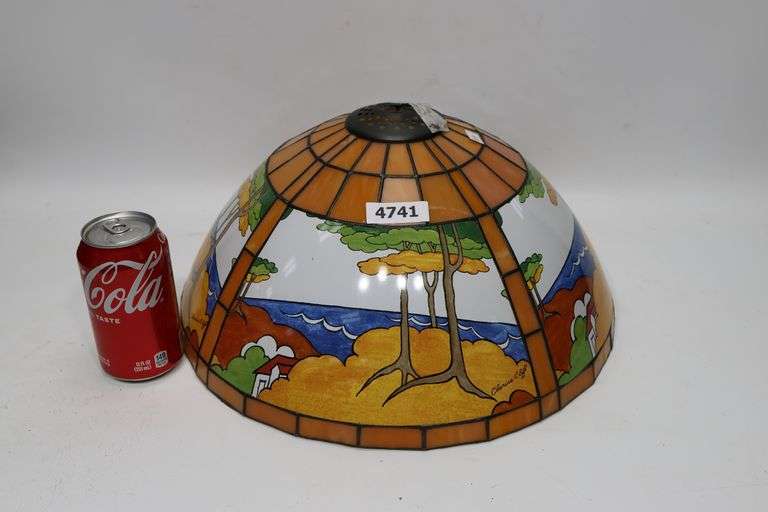 Clarice Cliff Style Leaded Glass Lamp Shade - Dixon's Auction at Crumpton