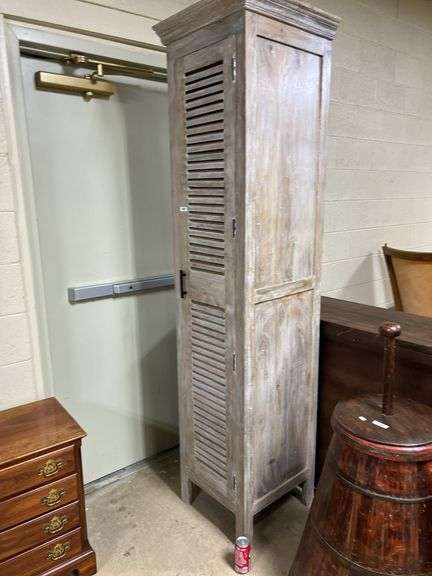 Modern Ceruse Style Shutter Door Cabinet - Dixon's Auction at Crumpton