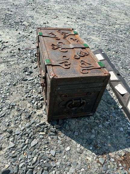 Metal Strong Box with Wrought Iron Hardware - Dixon's Auction at Crumpton