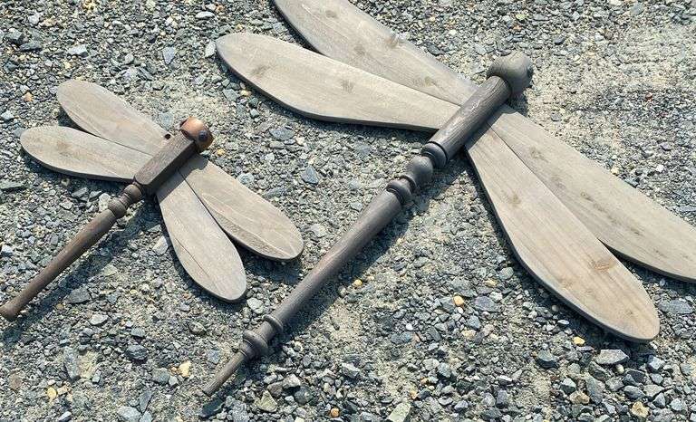 2 Handmade Wooden Dragonflies - Dixon's Auction at Crumpton