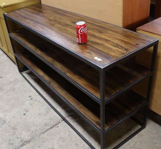 Modern Farmhouse Mango Wood and Metal Shelf - Dixon's Auction at Crumpton